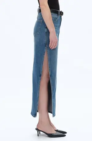 BAYEAS Side Slit Denim Maxi Skirt