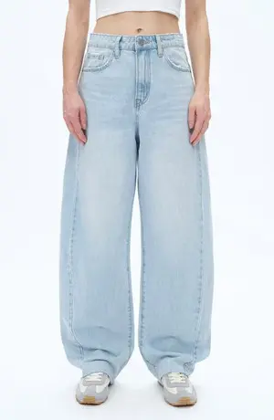 BAYEAS High Waist Barrel Jeans - Light Blue