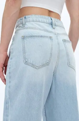 BAYEAS High Waist Barrel Jeans - Light Blue