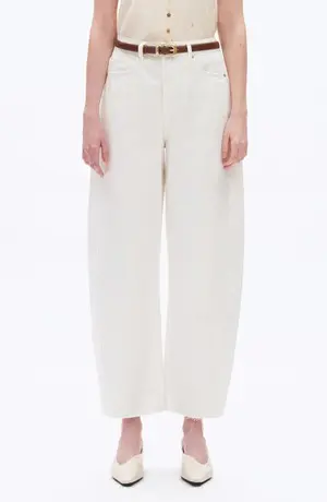 BAYEAS High Waist Barrel Jeans - White