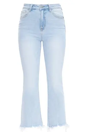 BAYEAS High-rise Flare Jeans With Frayed Hem