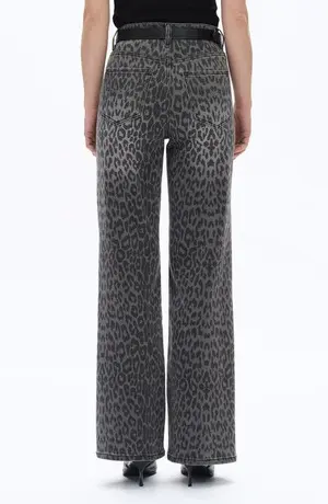 BAYEAS Leopard Print High-waist Wide-leg Jeans