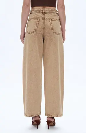 BAYEAS High-rise Barrel Jeans - Khaki