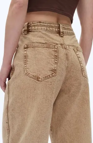 BAYEAS High-rise Barrel Jeans - Khaki