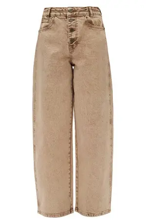 BAYEAS High-rise Barrel Jeans - Khaki