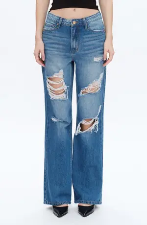 BAYEAS High-waist Ripped Wide Leg Jeans
