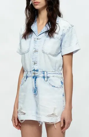 BAYEAS Grace Distressed Denim Romper