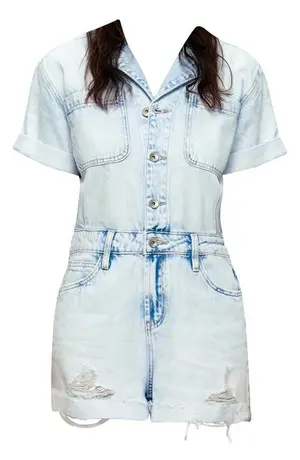 BAYEAS Grace Distressed Denim Romper
