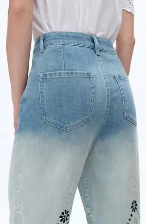 BAYEAS Eyelet High-waist Cropped Wide-leg Jeans
