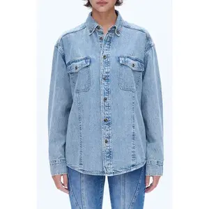 BAYEAS Oversized Denim Button-up Shirt - Light Blue