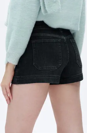 BAYEAS Mid Rise Denim Shorts - Black