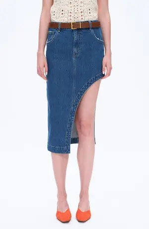 BAYEAS Slit Denim Midi Skirt