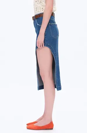 BAYEAS Slit Denim Midi Skirt
