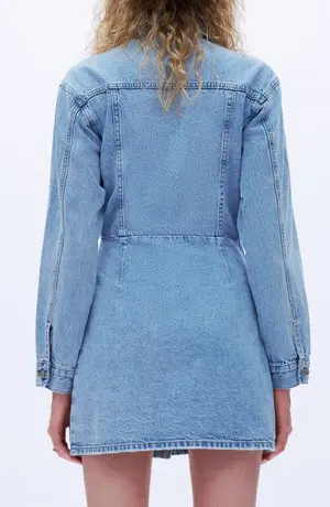 BAYEAS Long Sleeve Denim Mini Shirtdress