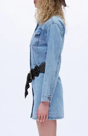 BAYEAS Long Sleeve Denim Mini Shirtdress