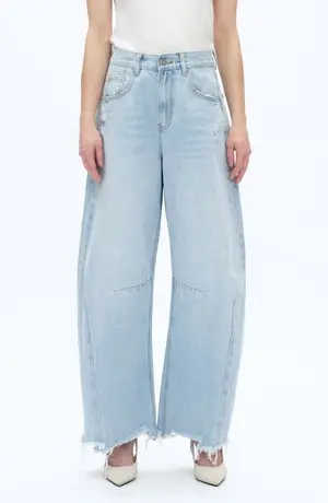 BAYEAS Super High-rise Barrel Jeans - Light Blue