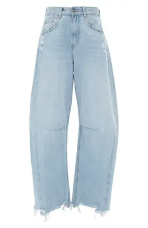 BAYEAS Super High-rise Barrel Jeans - Light Blue