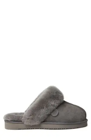 DEARFOAMS Fireside Sydney Shearling Scuff Slipper - Grey