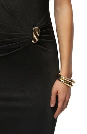 JLUXLABEL Celestial Drift Pleated Strapless Maxi Dress