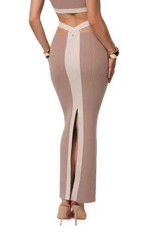 JLUXLABEL Ribbed Crop Top And Skirt Set