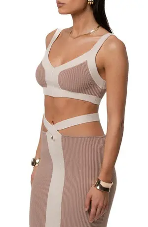 JLUXLABEL Ribbed Crop Top And Skirt Set