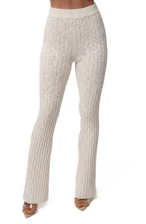 JLUXLABEL Lanah Rib Knit Flare Pants - Ivory