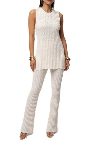 JLUXLABEL Lanah Rib Knit Flare Pants - Ivory