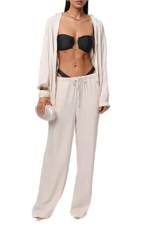 JLUXLABEL Crinkled Shirt And Straight Leg Pant Set