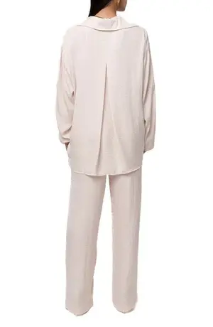 JLUXLABEL Crinkled Shirt And Straight Leg Pant Set