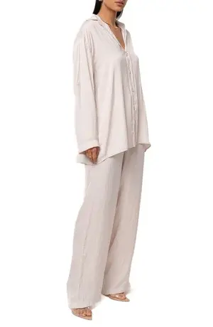 JLUXLABEL Crinkled Shirt And Straight Leg Pant Set