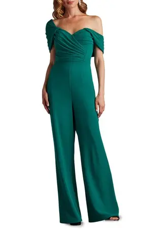 Tadashi Shoji Pleated One-shoulder Jumpsuit - Emerald