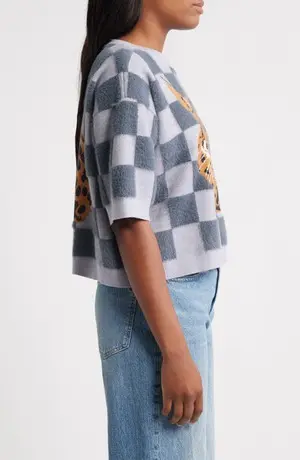 DRESSED IN LALA Leopard Bunny Short Sleeve Sweater