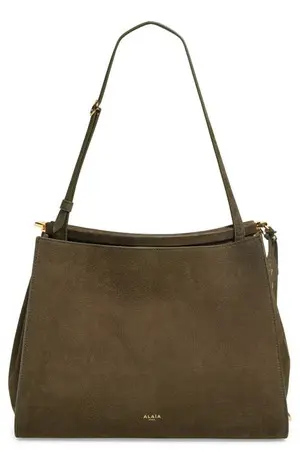Alaïa Medium Le Click Suede Shoulder Bag - Khaki