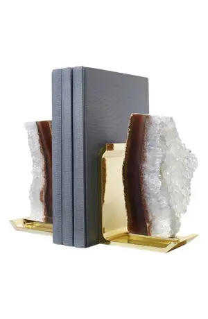 ANNA NEW YORK Fim Set Of 2 Bookends - Natural Druze Brass