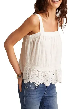 Lucky Brand Embroidered Eyelet Cotton Tank