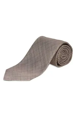 TOM FORD Prince Of Wales Check Silk Tie Beige Multi