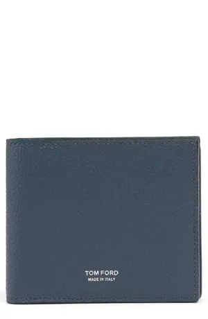 TOM FORD T-line Soft Grain Leather Bifold Wallet Indigo