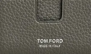 TOM FORD T-line Soft Grain Leather Card Holder With Money Clip - Smoke Grey