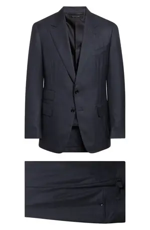 TOM FORD Shelton Shadow Windowpane Check Wool & Silk Suit - Navy