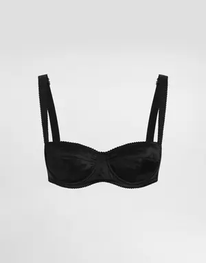 Dolce & Gabbana Satin Balconette Bra With Lace - Black