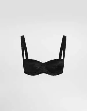 Dolce & Gabbana Satin Balconette Bra With Lace - Black