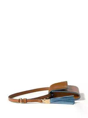 Miu Miu Leather Wallet With Shoulder Strap - Brown