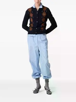 Miu Miu Cashmere Argyle Cardigan - Blue