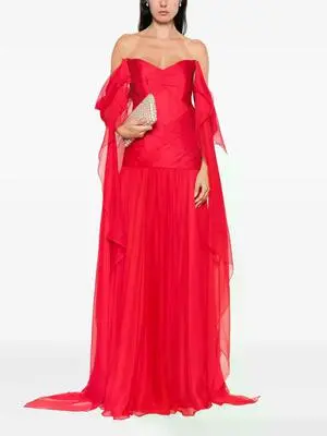 M.MARQUISE Monica Pleated Ruffled Dress