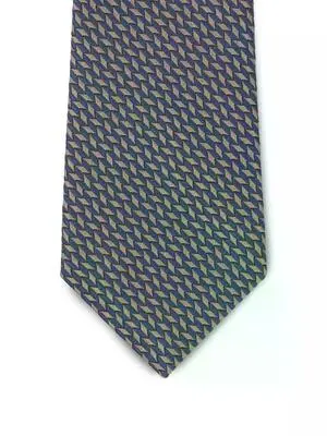 Giorgio Armani Geometric-pattern Silk Tie - Brown