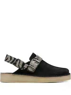 Clarks Trek Zebra Print Mules - Black