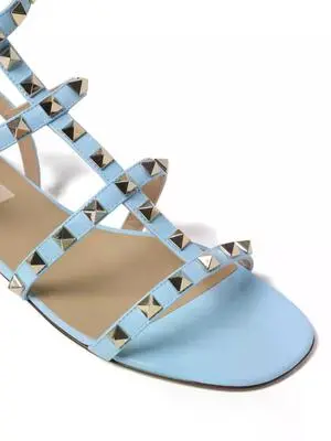 Valentino Garavani Rockstud Flat Calfskin Sandals - Blue