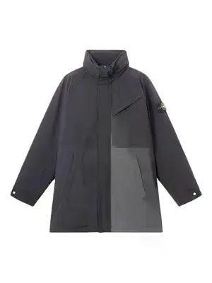 Stone Island High-neck Patch-pocket Coat - Blue