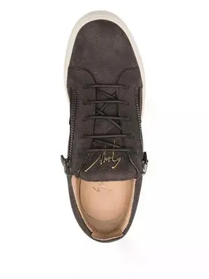 GIUSEPPE ZANOTTI Frankie Zip-detail Leather Sneakers - Brown