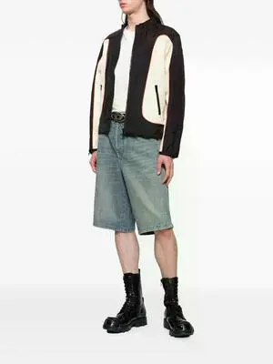 DIESEL® Color Block Nylon Zip-up Jacket With Piping Details - Black